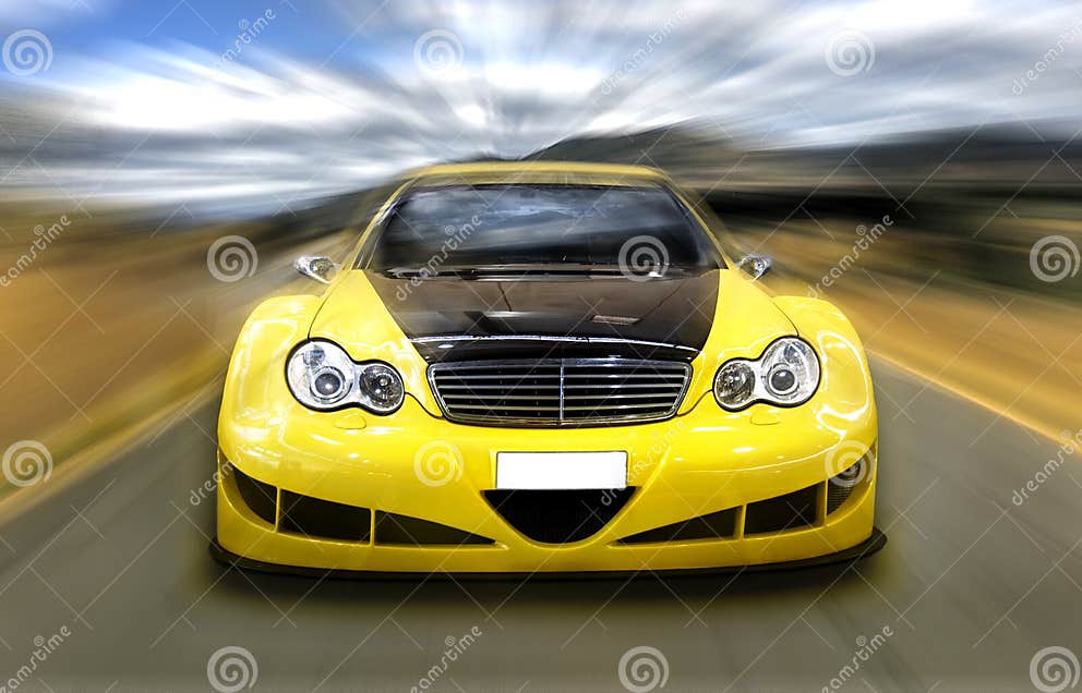 Yellow sport car stock image. Image of highway, coupe - 6881077