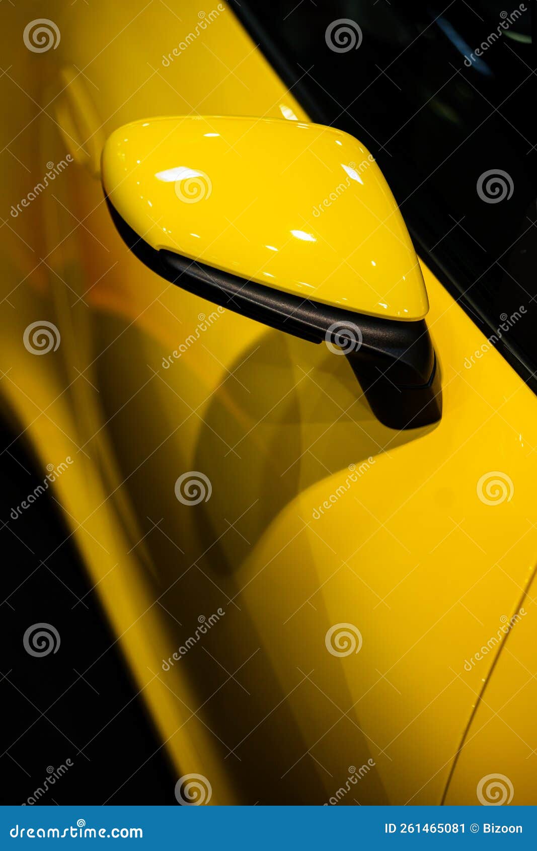 Yellow Sport Car Side Rear View Mirror Stock Image - Image of angle ...