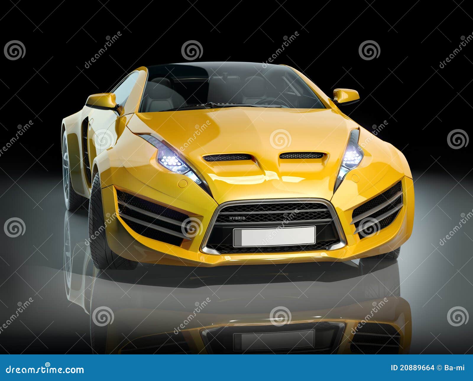Yellow Car Black Background