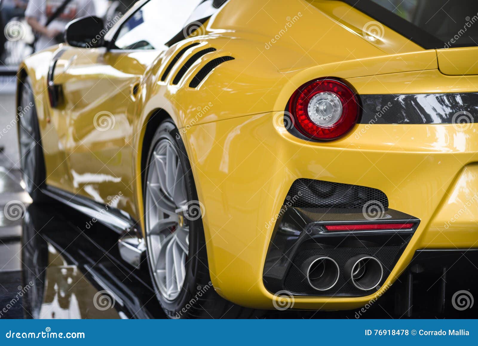 Yellow sports car stock photo. Image of metal, taillight - 76918478
