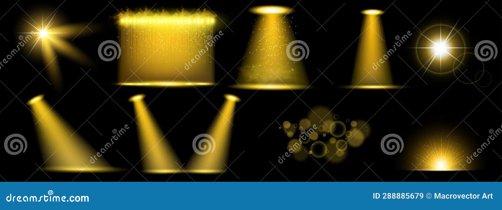 Yellow Spotlight Realistic Set Stock Vector - Illustration of light ...