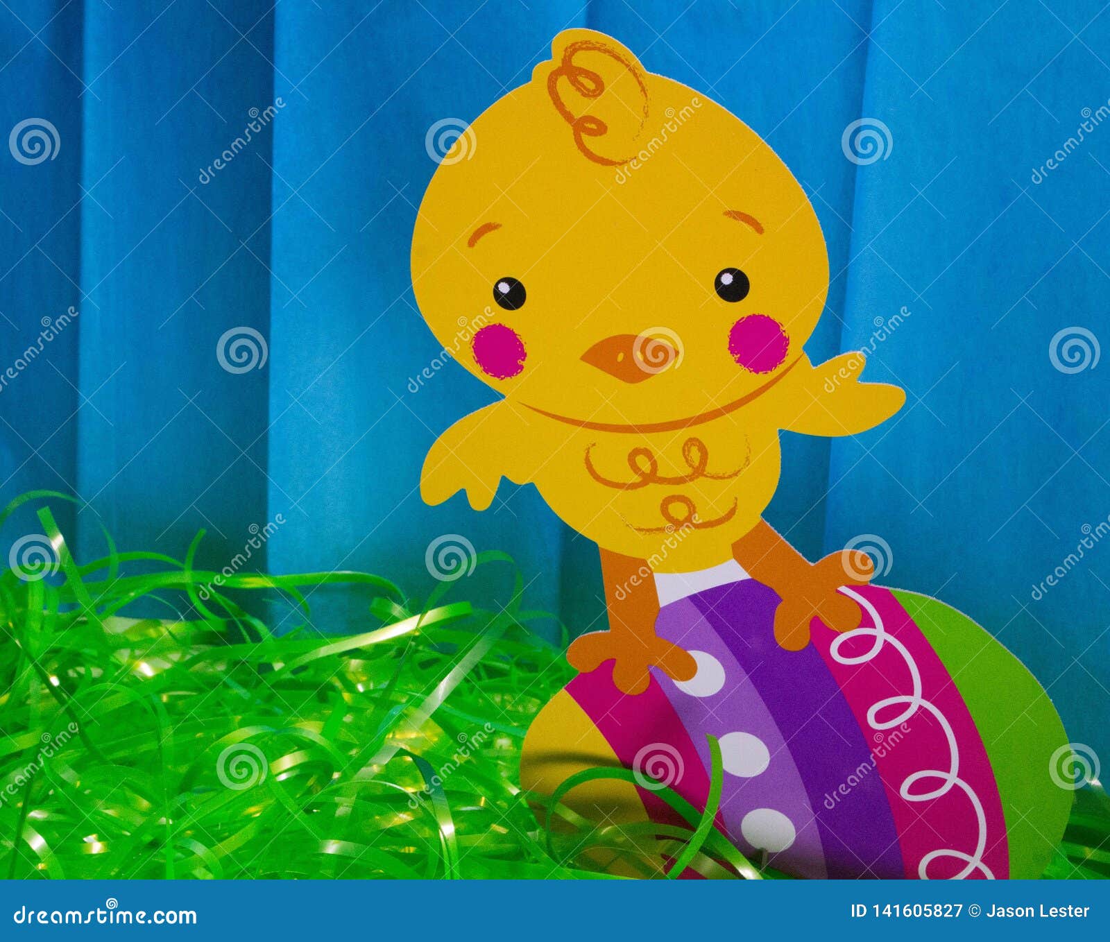 Yellow Spring Chicken on Easter Egg Stock Image - Image of bright ...