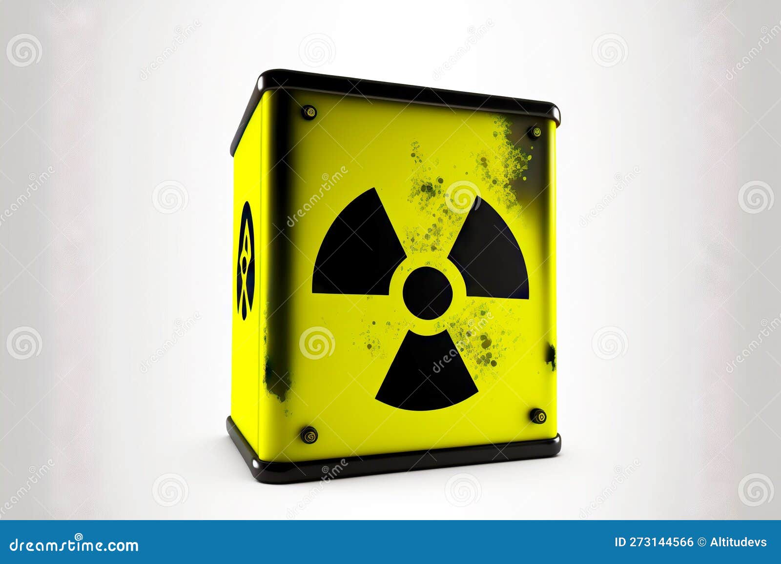 Yellow Square Box with Painted Symbol of Radiation Hazard Stock ...