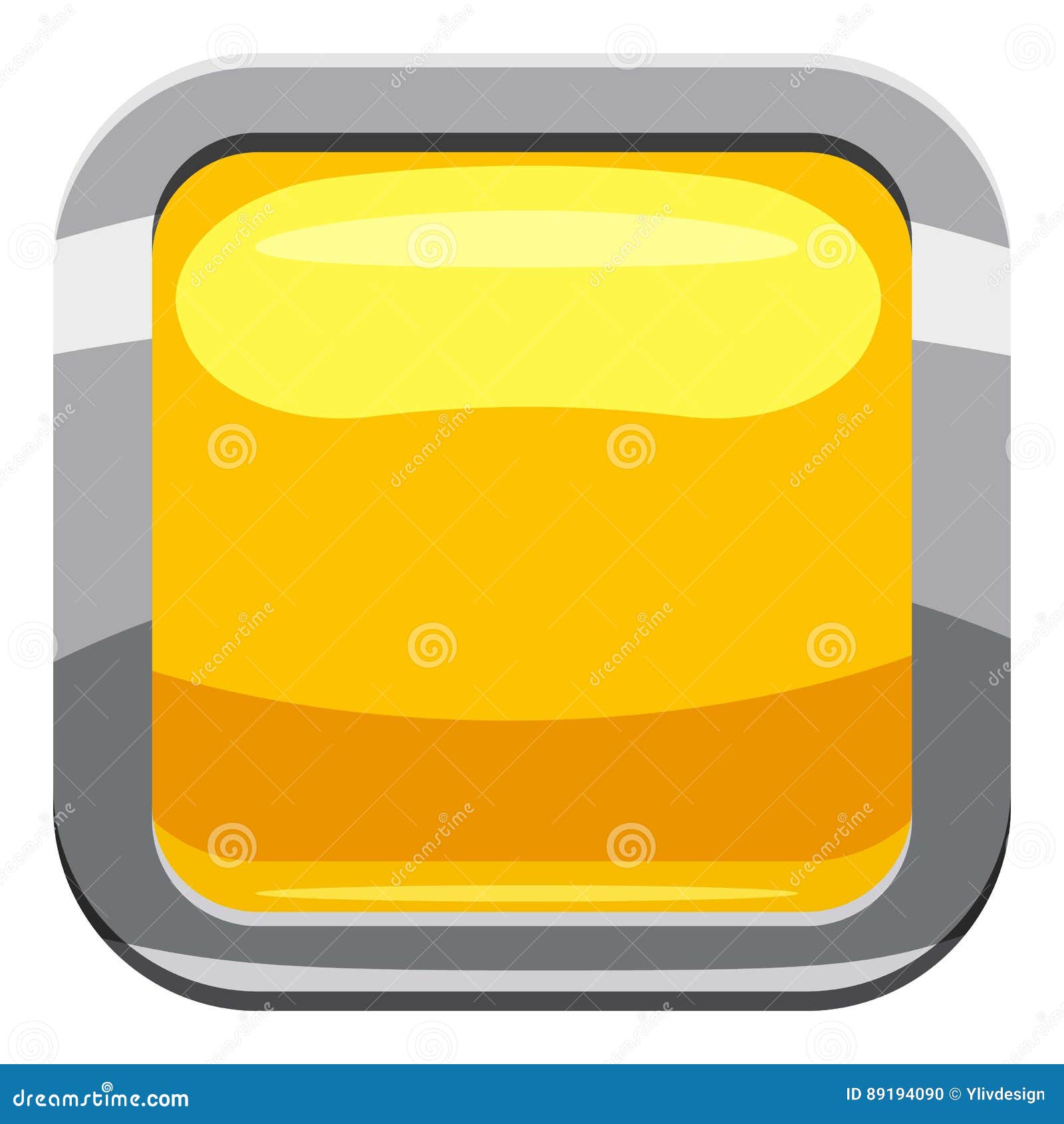 Yellow Square Button Icon, Cartoon Style Stock Vector - Illustration of ...