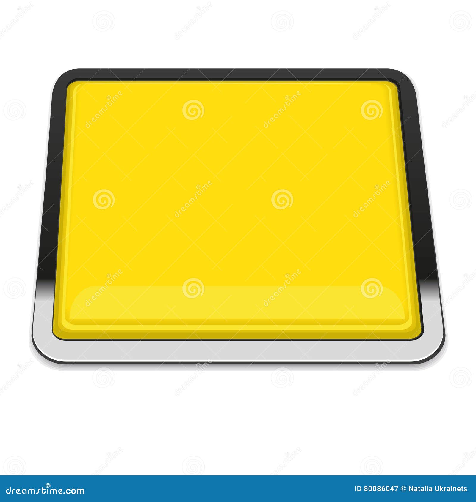 Yellow square button stock vector. Illustration of glass - 80086047