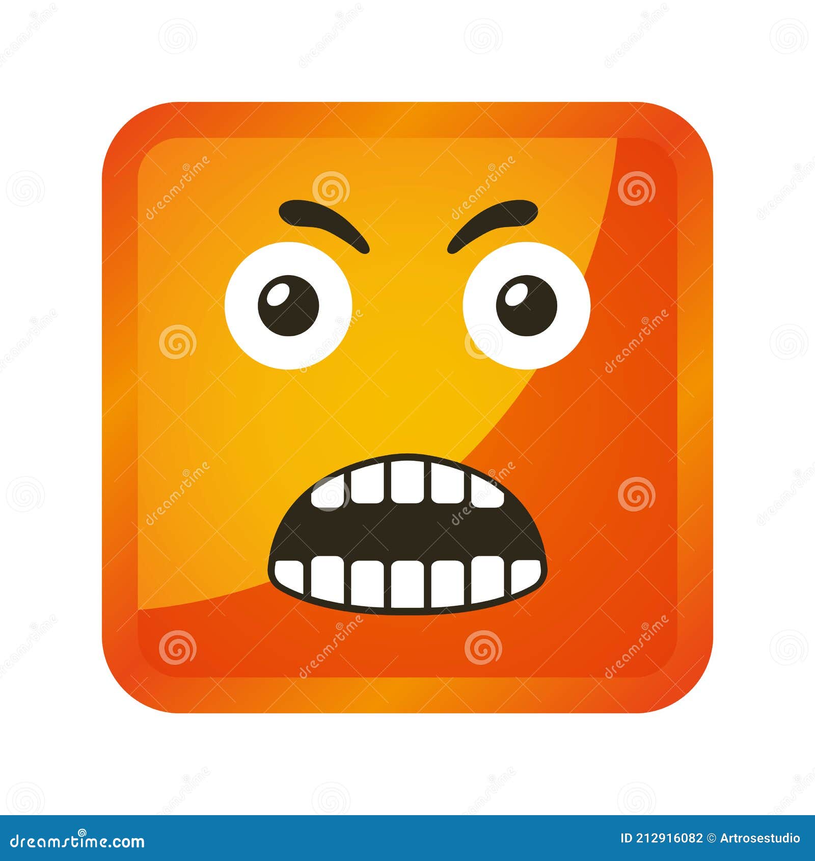 Yellow Square Emoticons and Emojis. Vector Illustration in Flat Style ...
