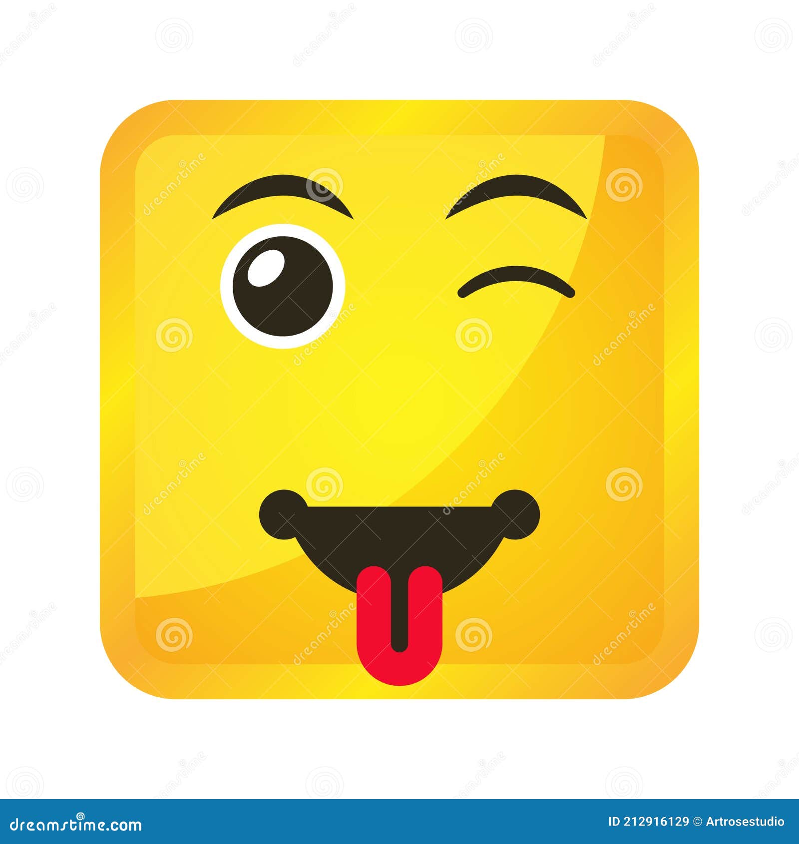 Yellow Square Emoticons and Emojis. Vector Illustration in Flat Style ...
