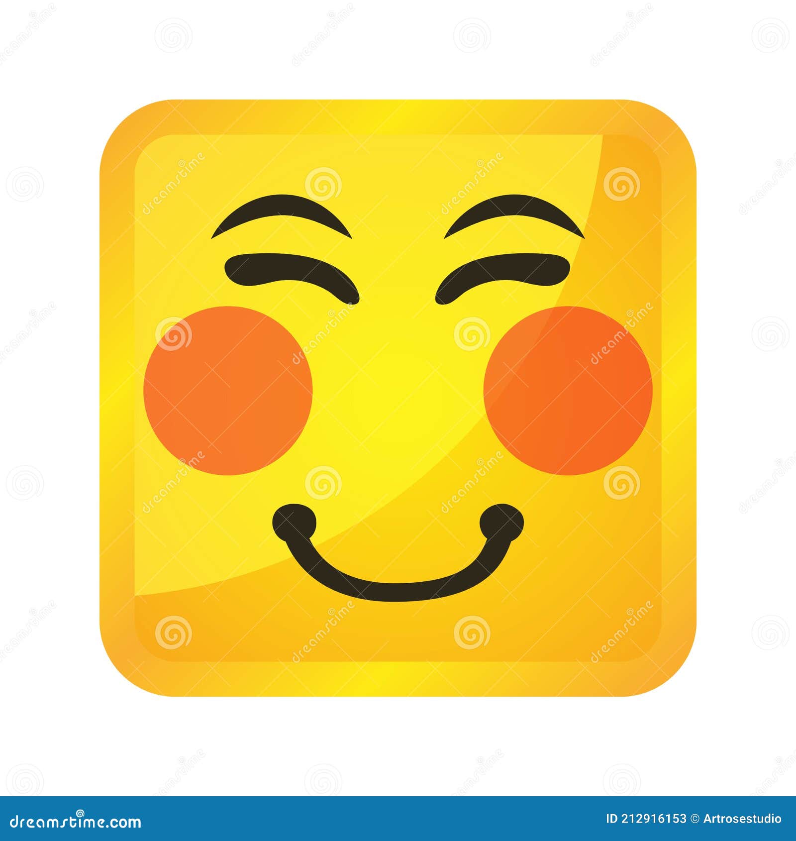 Yellow Square Emoticons and Emojis. Vector Illustration in Flat Style ...
