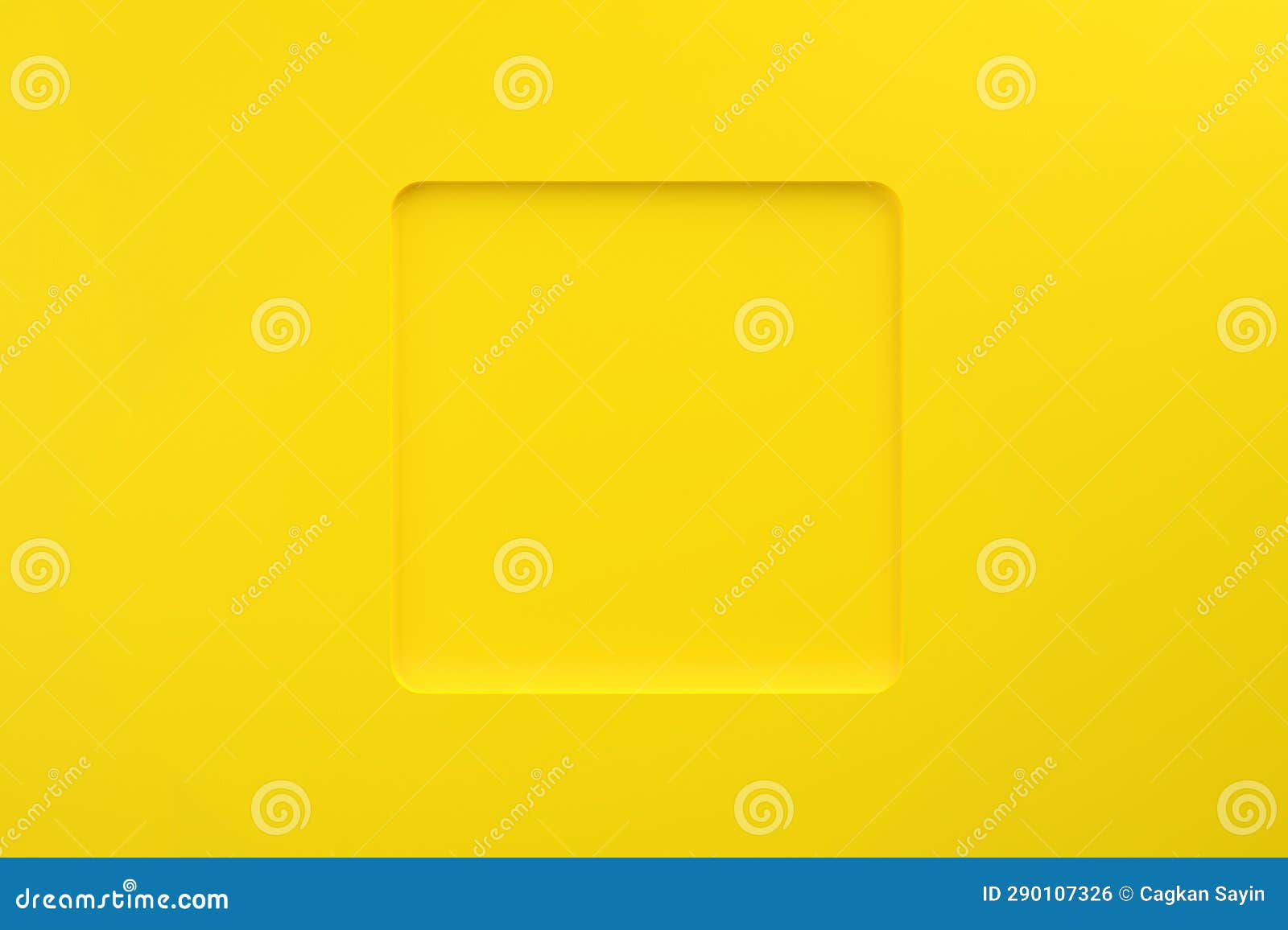 Yellow Square Frame Hole Template on Blue Background with Borders Stock ...
