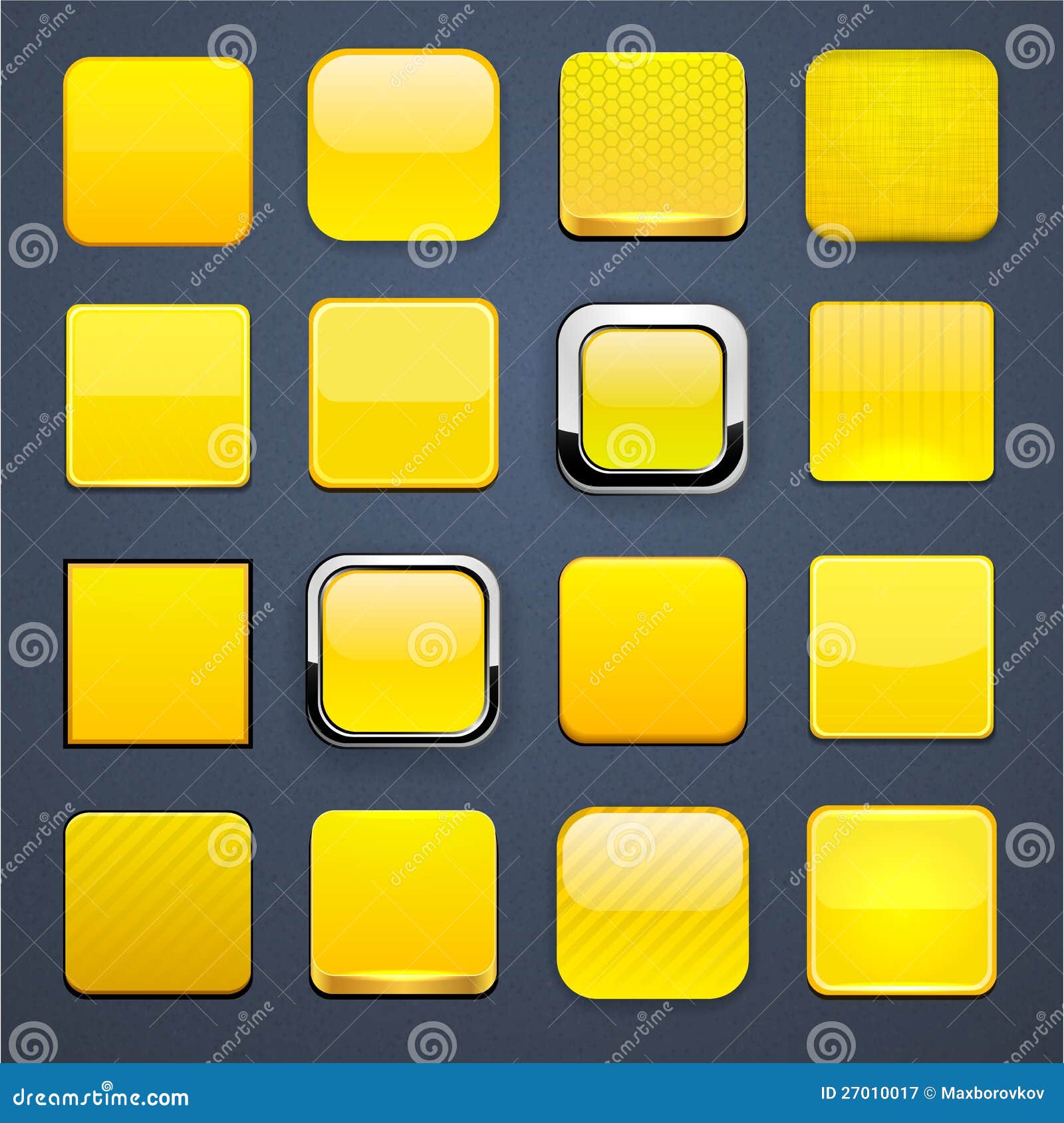 Yellow Square High-detailed Modern Web Buttons. Stock Vector ...