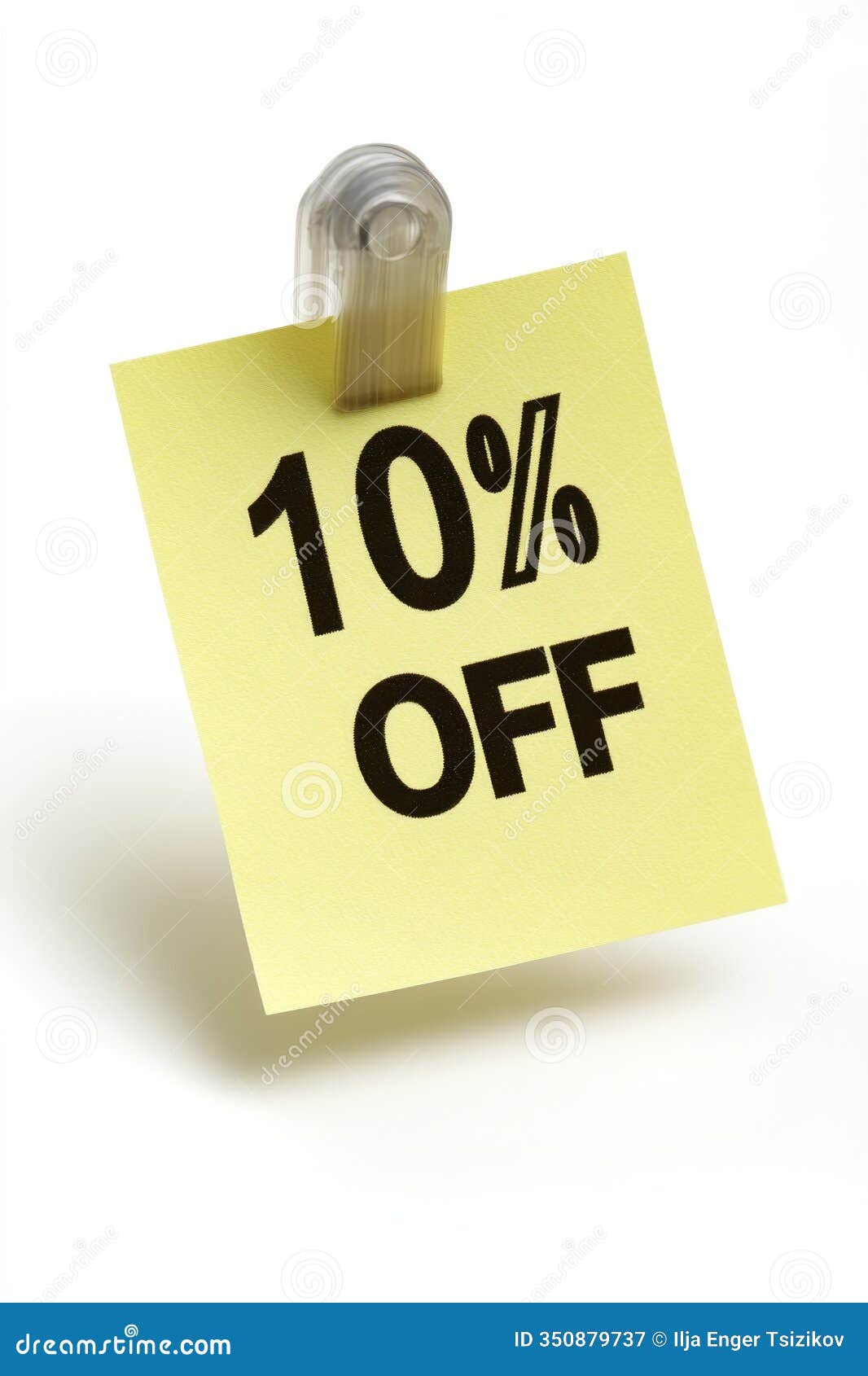 Yellow Square Note with Paperclip Offering a 10 Discount, Isolated on ...