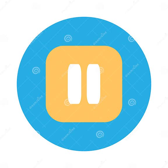 Yellow Square Pause Button on Round Blue Icon Stock Vector ...