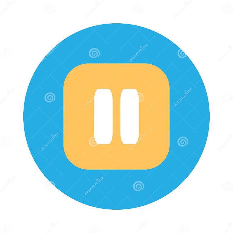 Yellow Square Pause Button on Round Blue Icon Stock Vector - Illustration of pause, switch ...