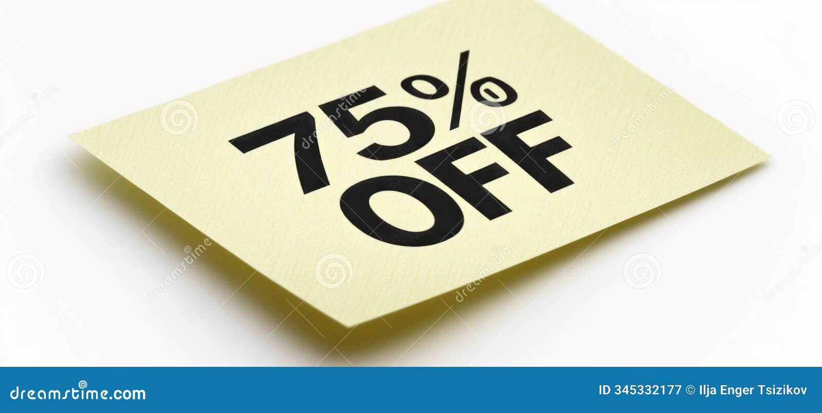 Yellow Square Sticky Note with Large Bold Black 75 OFF Text Isolated on ...