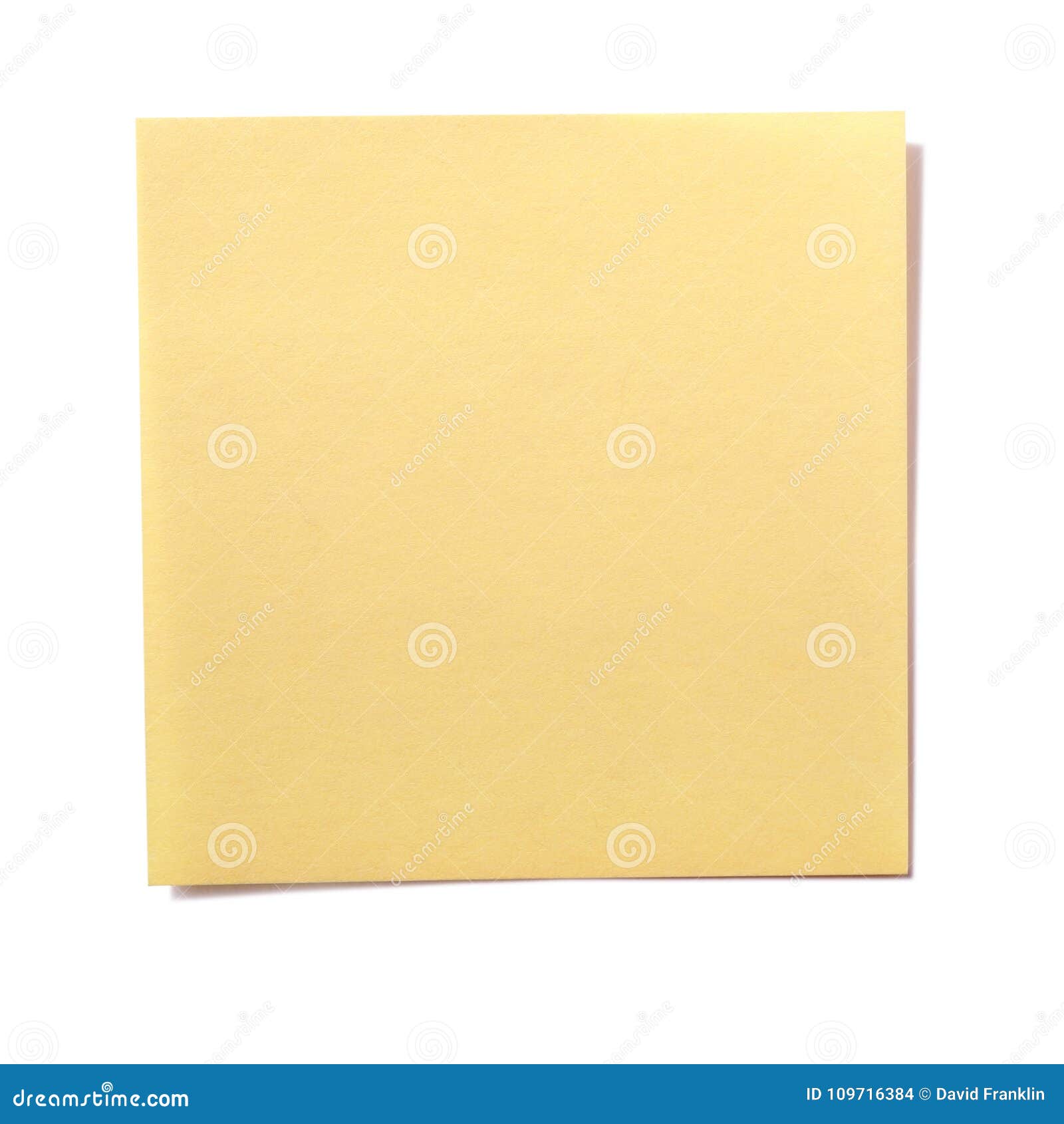 One Single Yellow Square Sticky Post Note Isolated on White Stock Photo ...