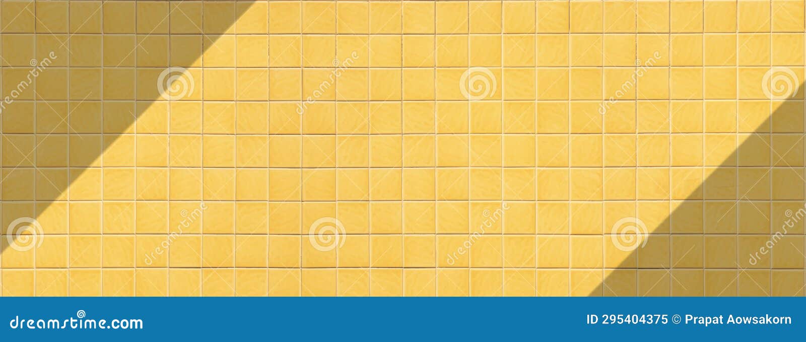 Yellow Square Tile Wall Background with Sunlight and Shadow on Surface ...