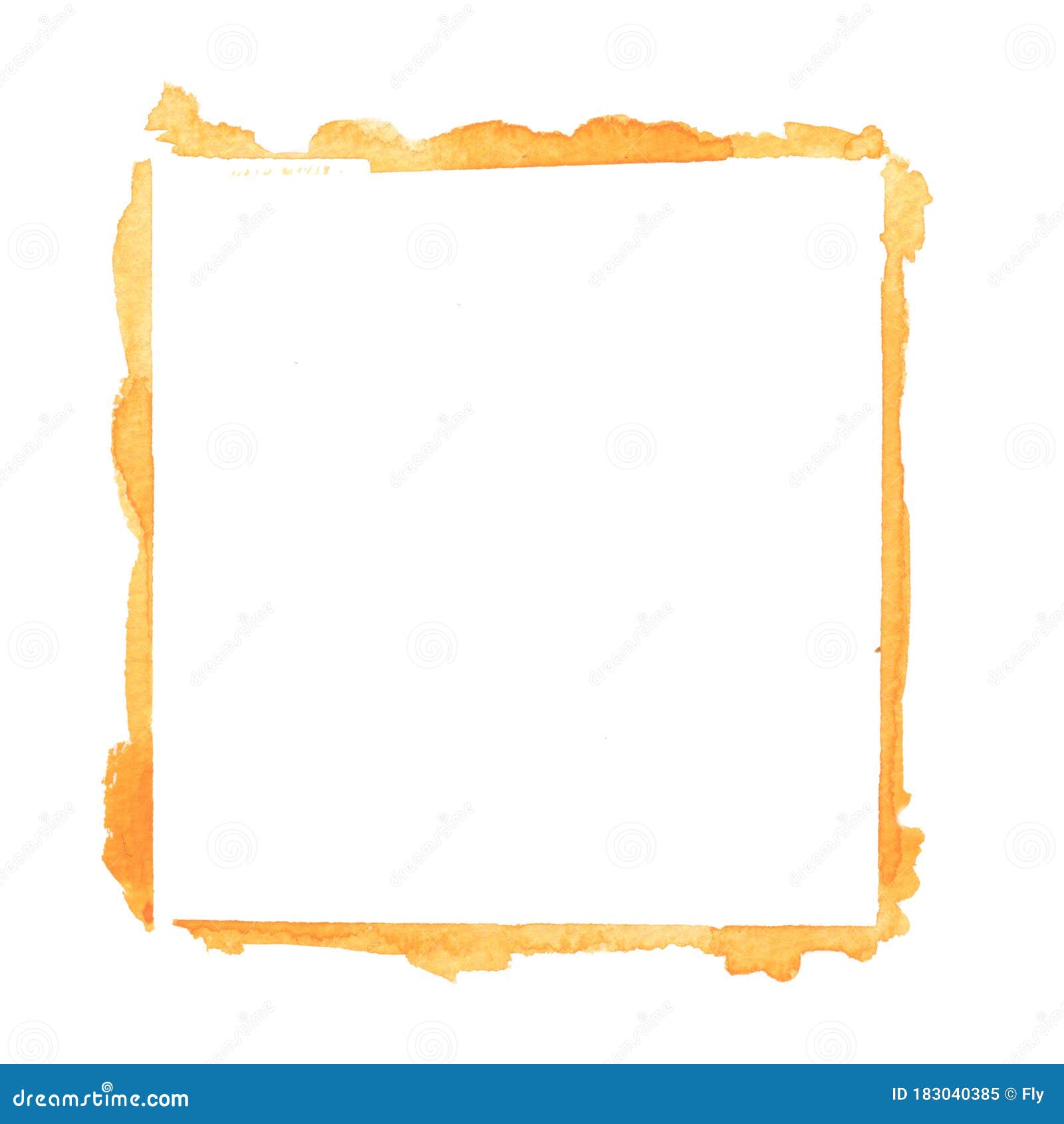 Yellow Square Watercolor Frame on White Background Stock Illustration ...
