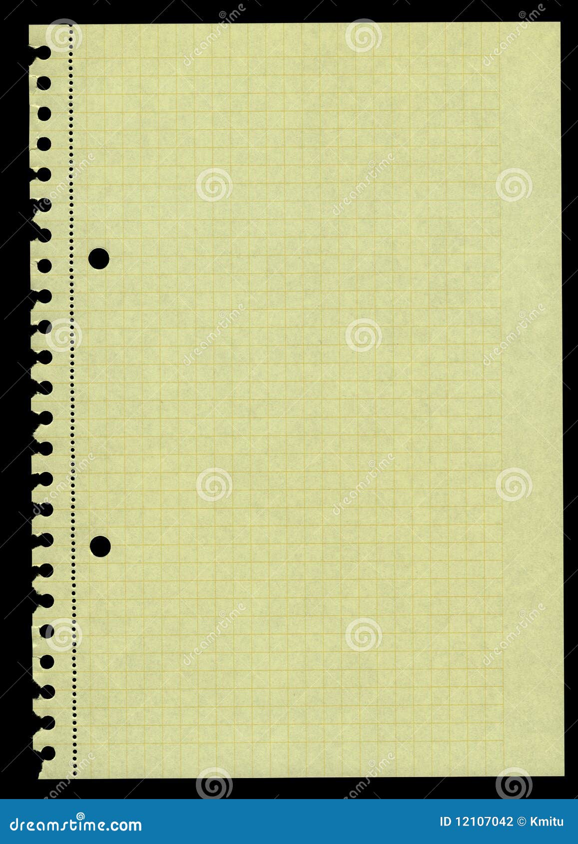 Yellow Squared Paper Torn Out of a Ring Binder Stock Photo - Image of ...