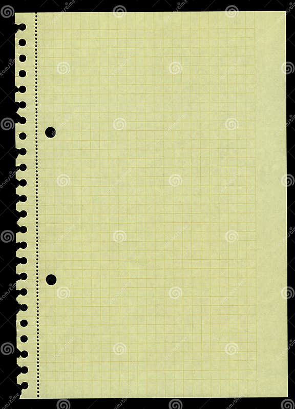Yellow Squared Paper Torn Out of a Ring Binder Stock Photo - Image of ...