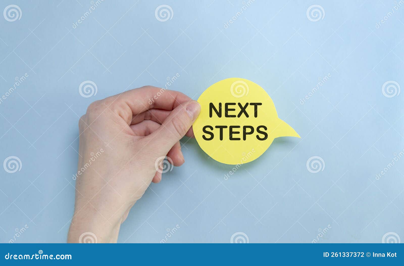 The Yellow Stacking of White Business Card with Next Steps Message on ...