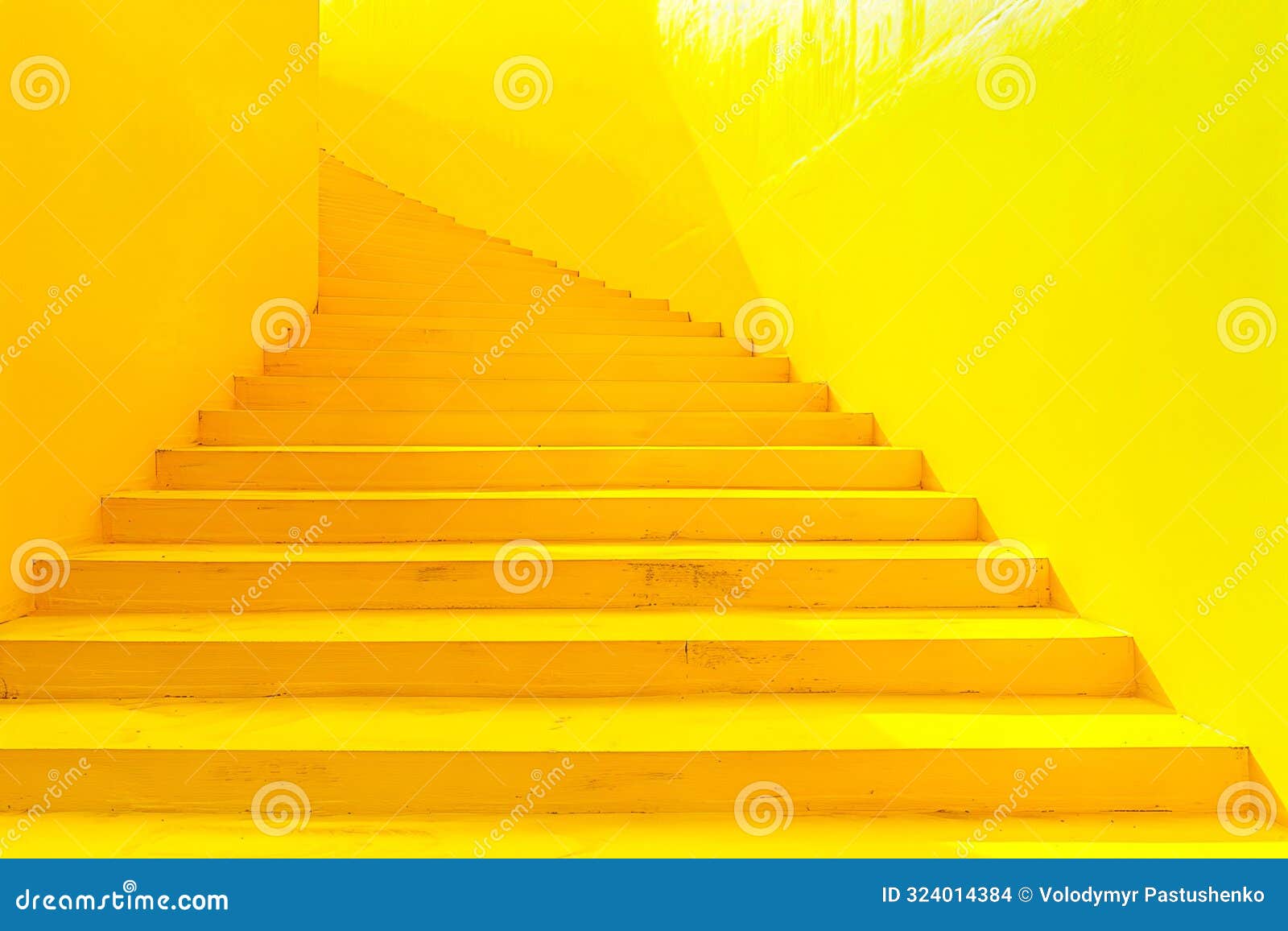 A Yellow Staircase with a Bright Light Stock Photo - Image of floor ...