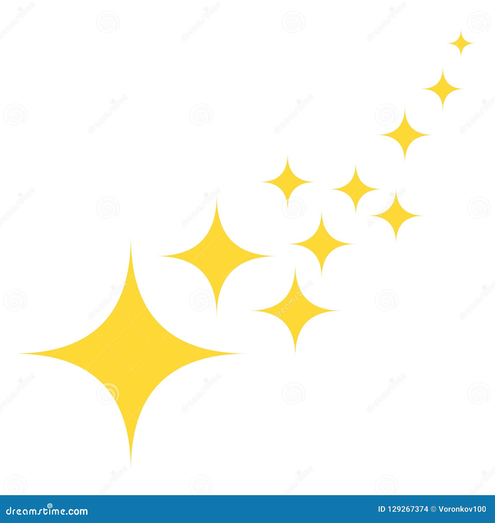 Yellow Star Glitter Icons. Flat Asterisks, Pattern. Vector Elements on ...