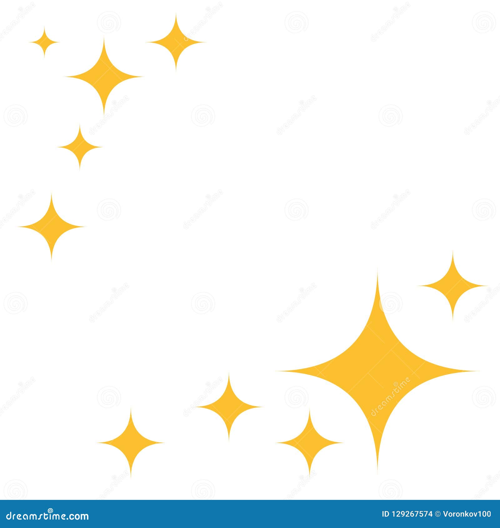 Yellow Star Glitter Icons. Flat Asterisks, Pattern. Vector Elements on ...