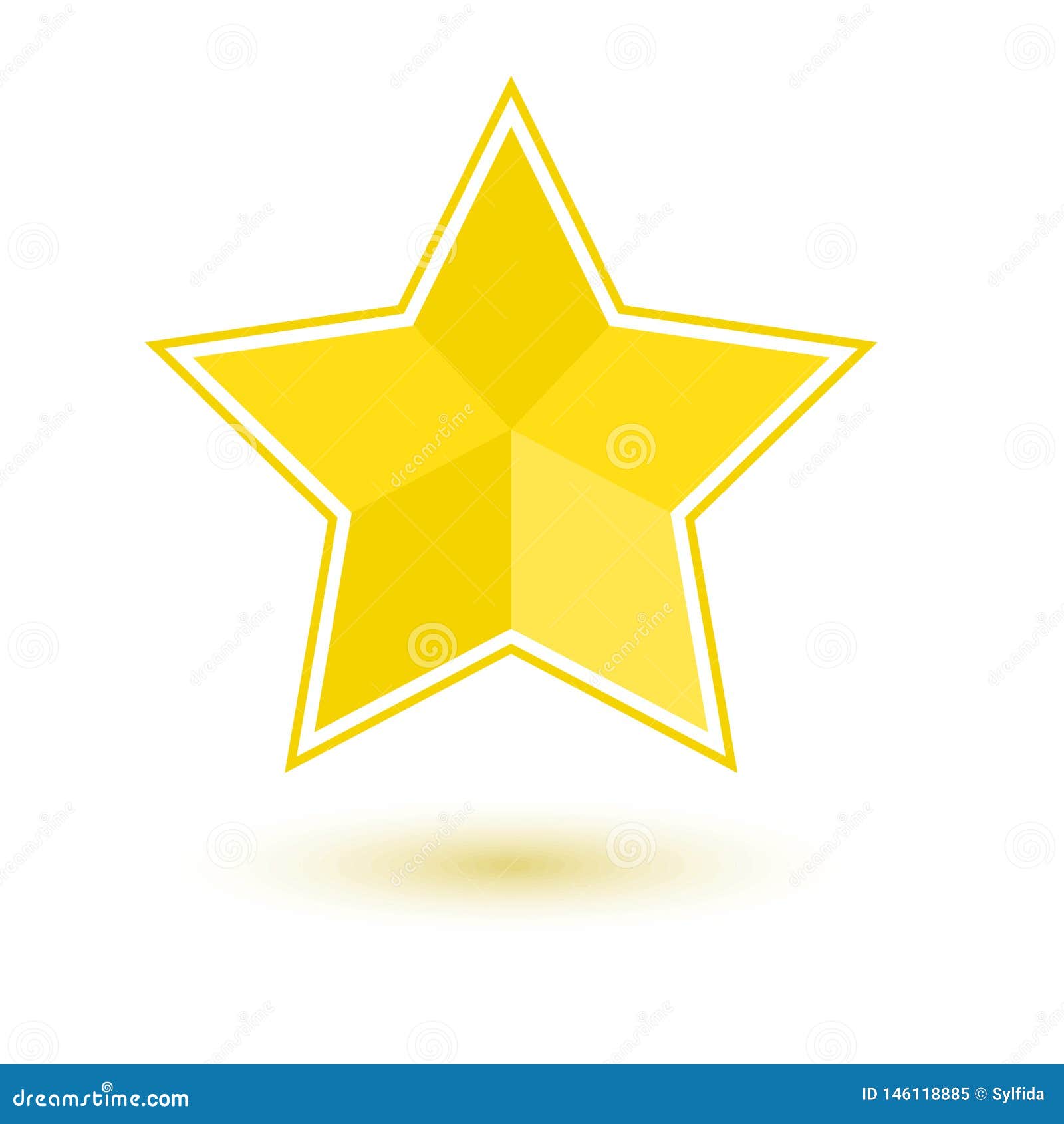Yellow Star Icon with Shadow, Vector Stock Illustration - Illustration ...