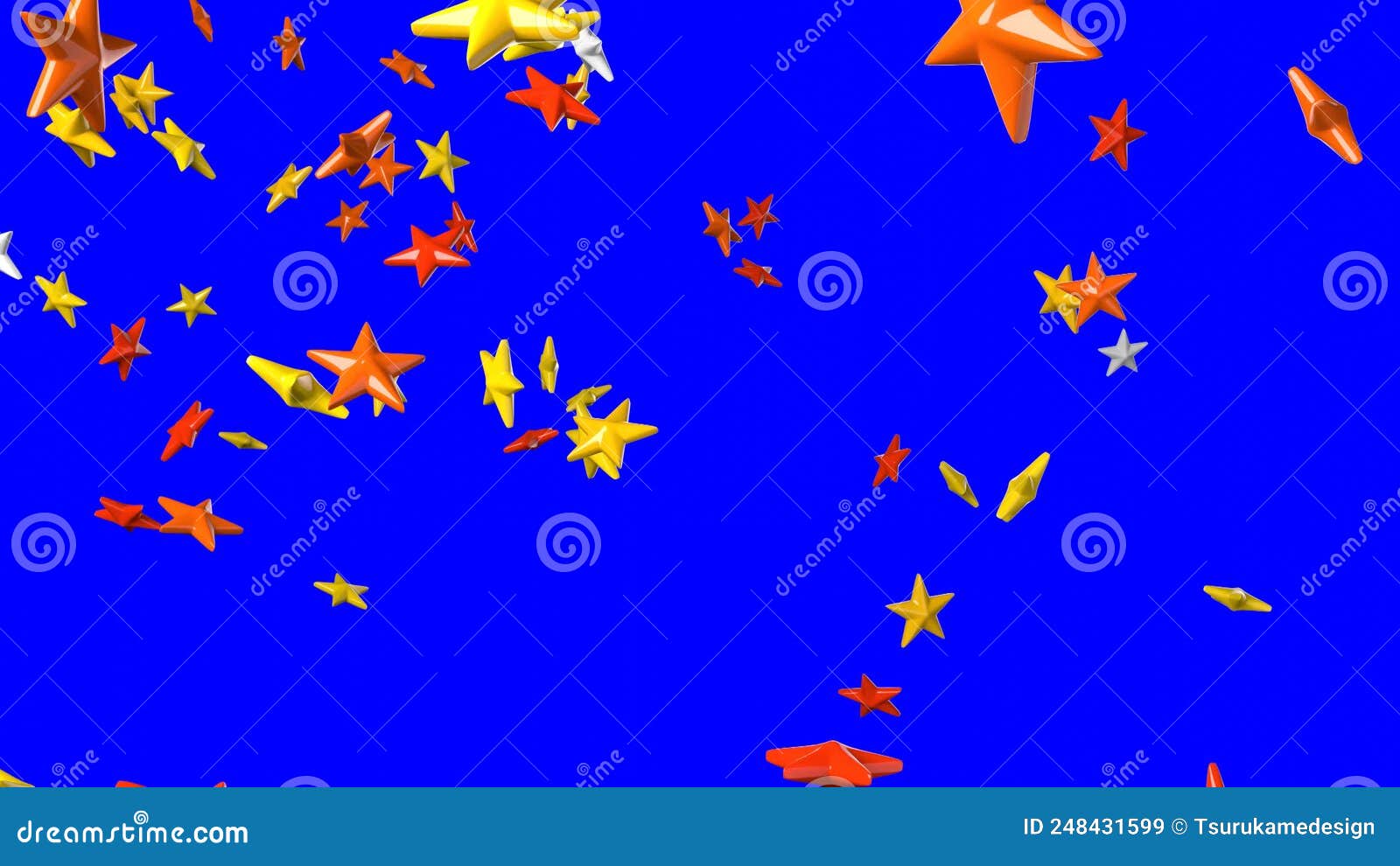 Yellow Star Objects on Blue Chroma Key Background. Stock Video - Video ...