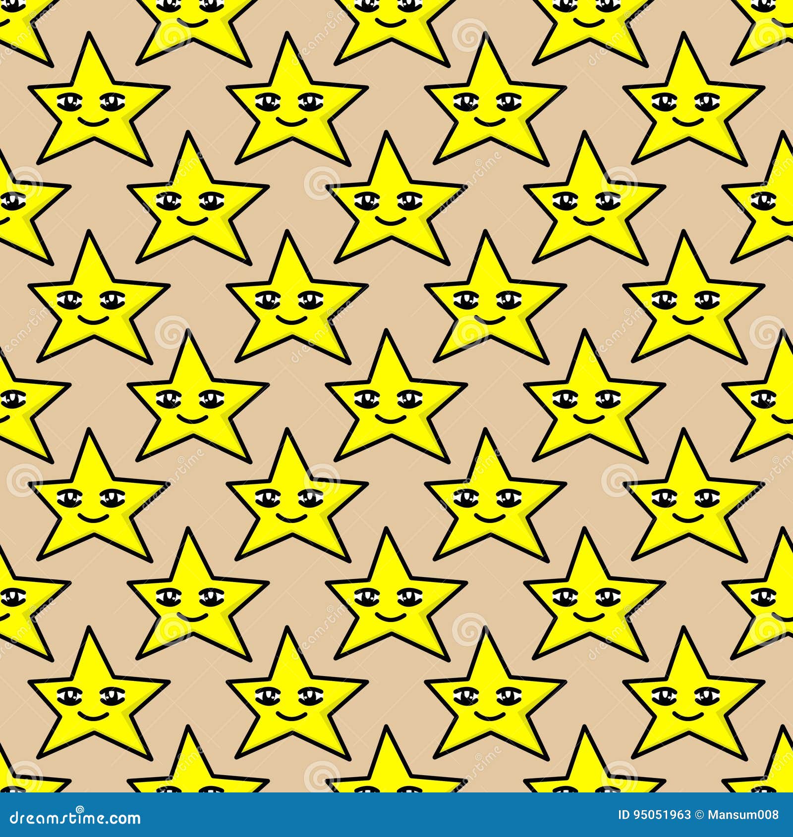 Yellow Star Seamless Pattern Background Stock Illustration ...