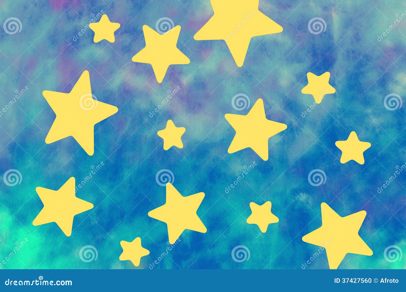 Yellow Stars Blue Background