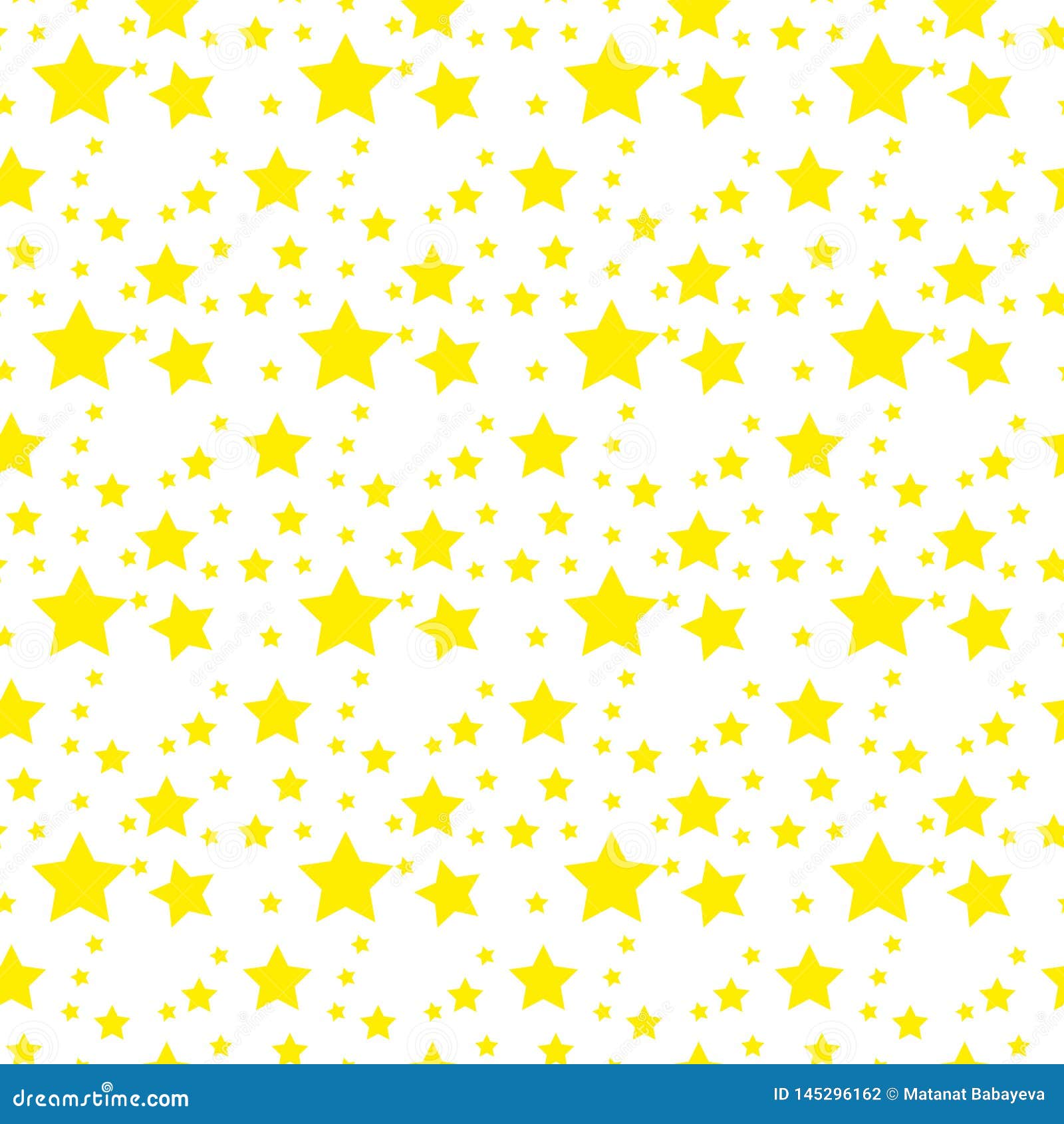 Yellow Stars on White Background Vector Illustration Seamless Pattern ...