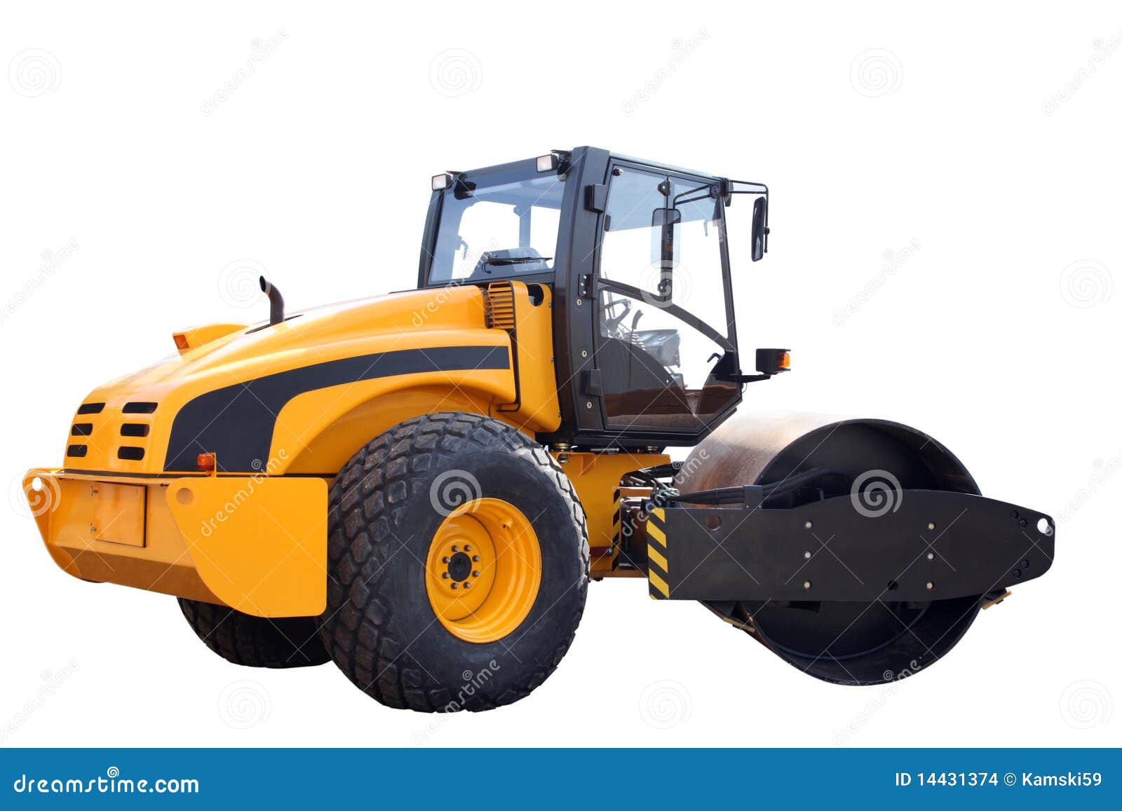 Yellow steamroller stock photo. Image of dirt, vehicle - 14431374