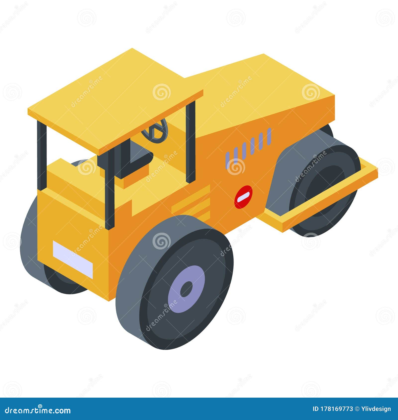 Yellow Steamroller Icon, Isometric Style Stock Vector - Illustration of ...