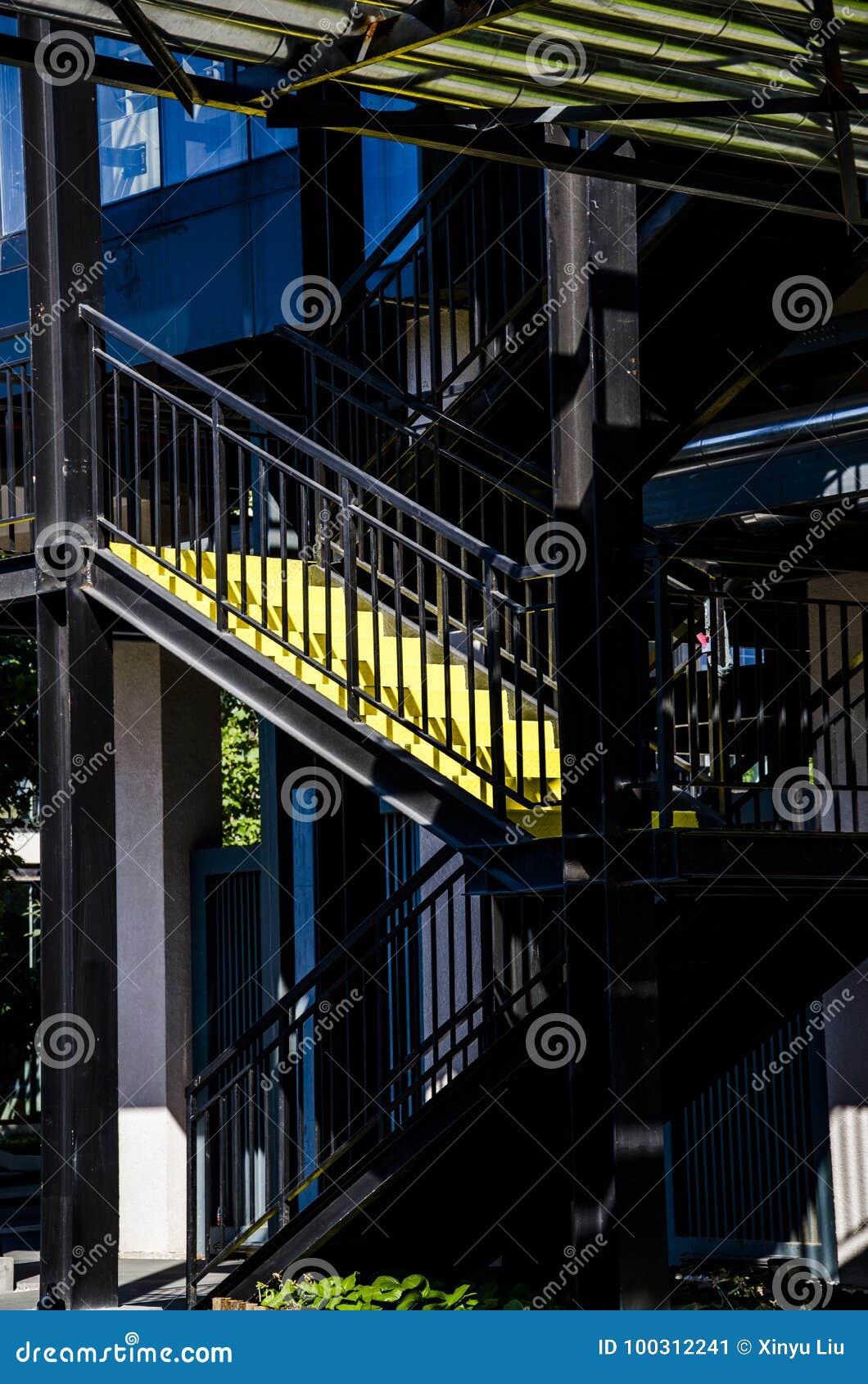 Yellow steps stock image. Image of steel, post, steps - 100312241