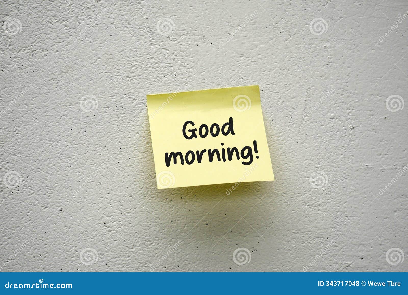Yellow Stick Note with Handwritten Text Good Morning on a White Cement ...
