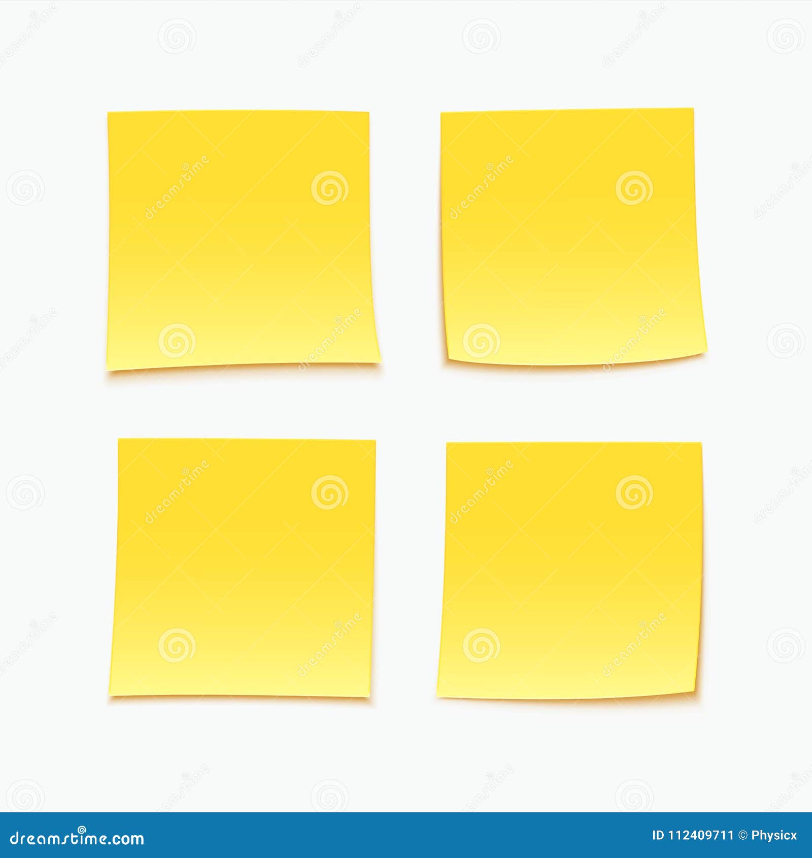 Yellow stick note stock vector. Illustration of four - 112409711