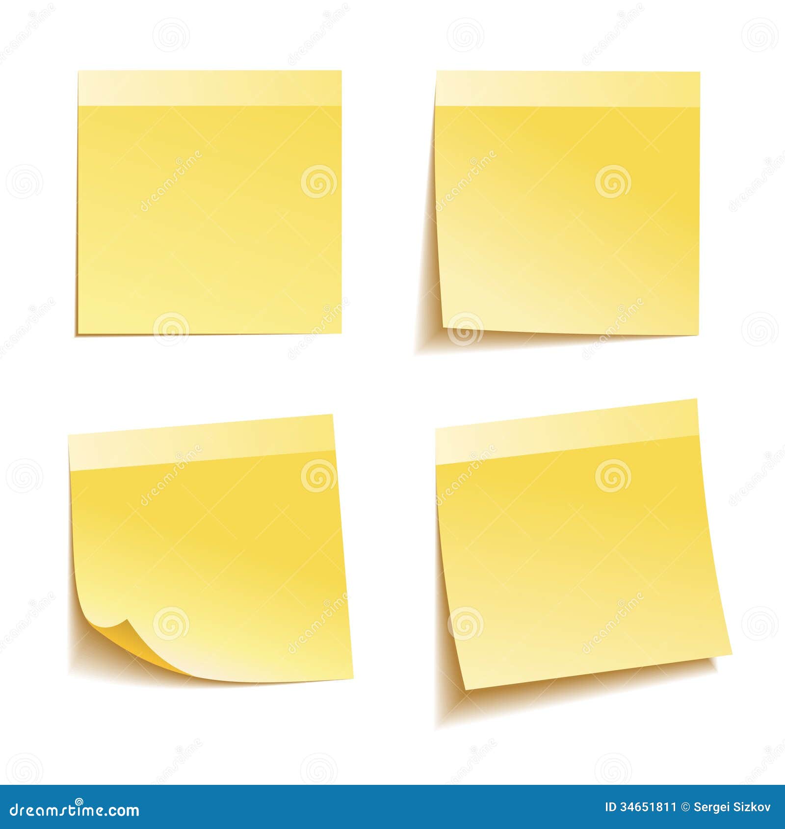 Stick Note Paper With Blue Color Isolate On White Background Royalty ...