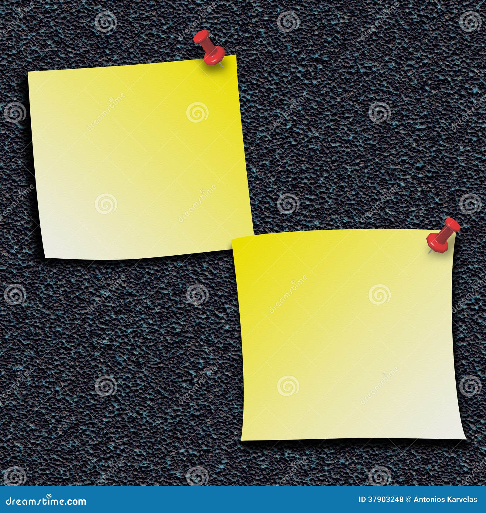 Yellow Stick Notes with Push Pins Stock Illustration - Illustration of ...