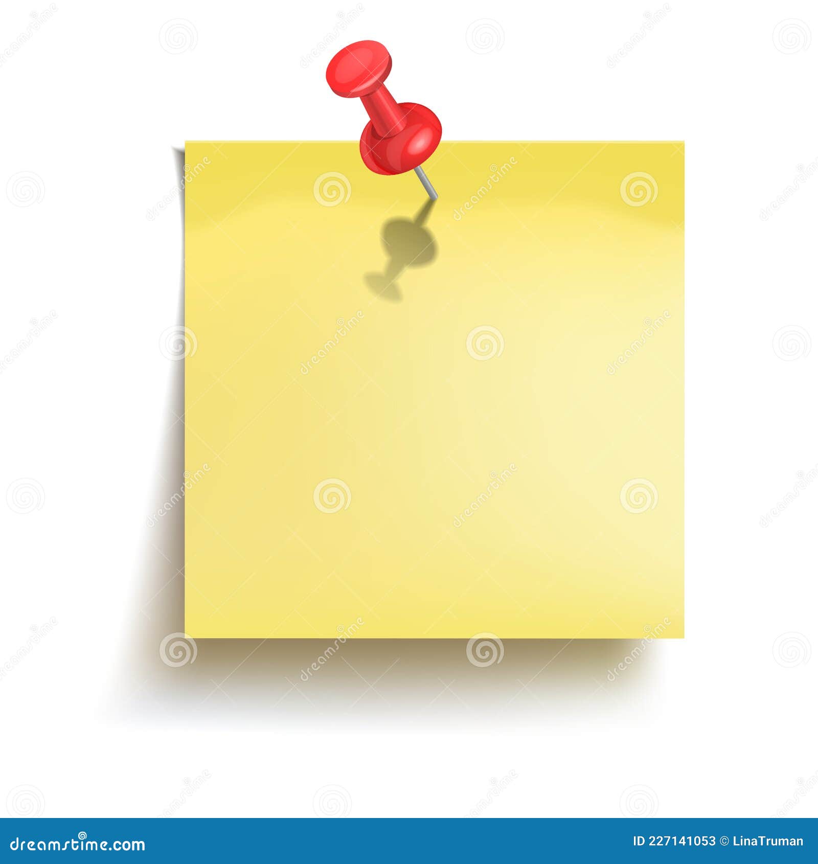Yellow Sticker Attached Red Pushbutton Over White Background. Memo Note ...