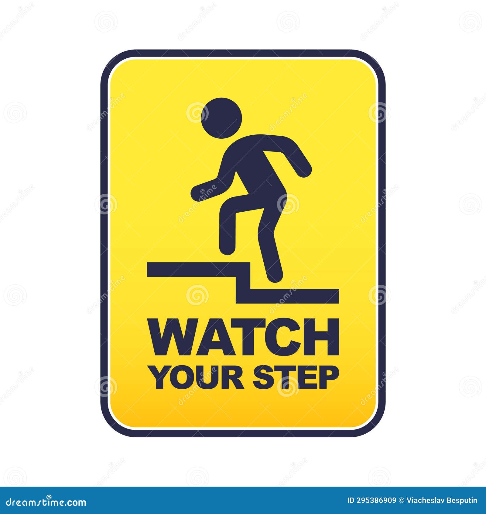 Yellow Sticker Caution Step. Flat Vector Illustration Stock Vector ...