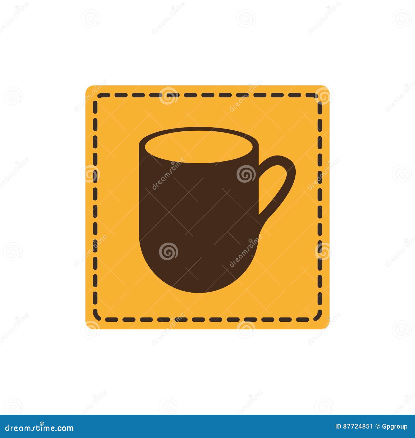 Yellow sticker cuppa icon stock illustration. Illustration of cafe ...