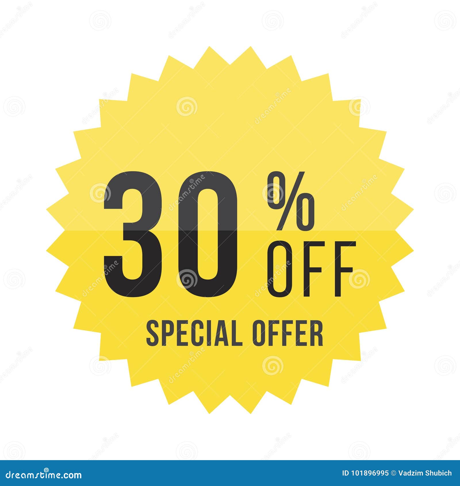 Yellow Sticker with 30 Discount. Template of the Emblem with Special ...