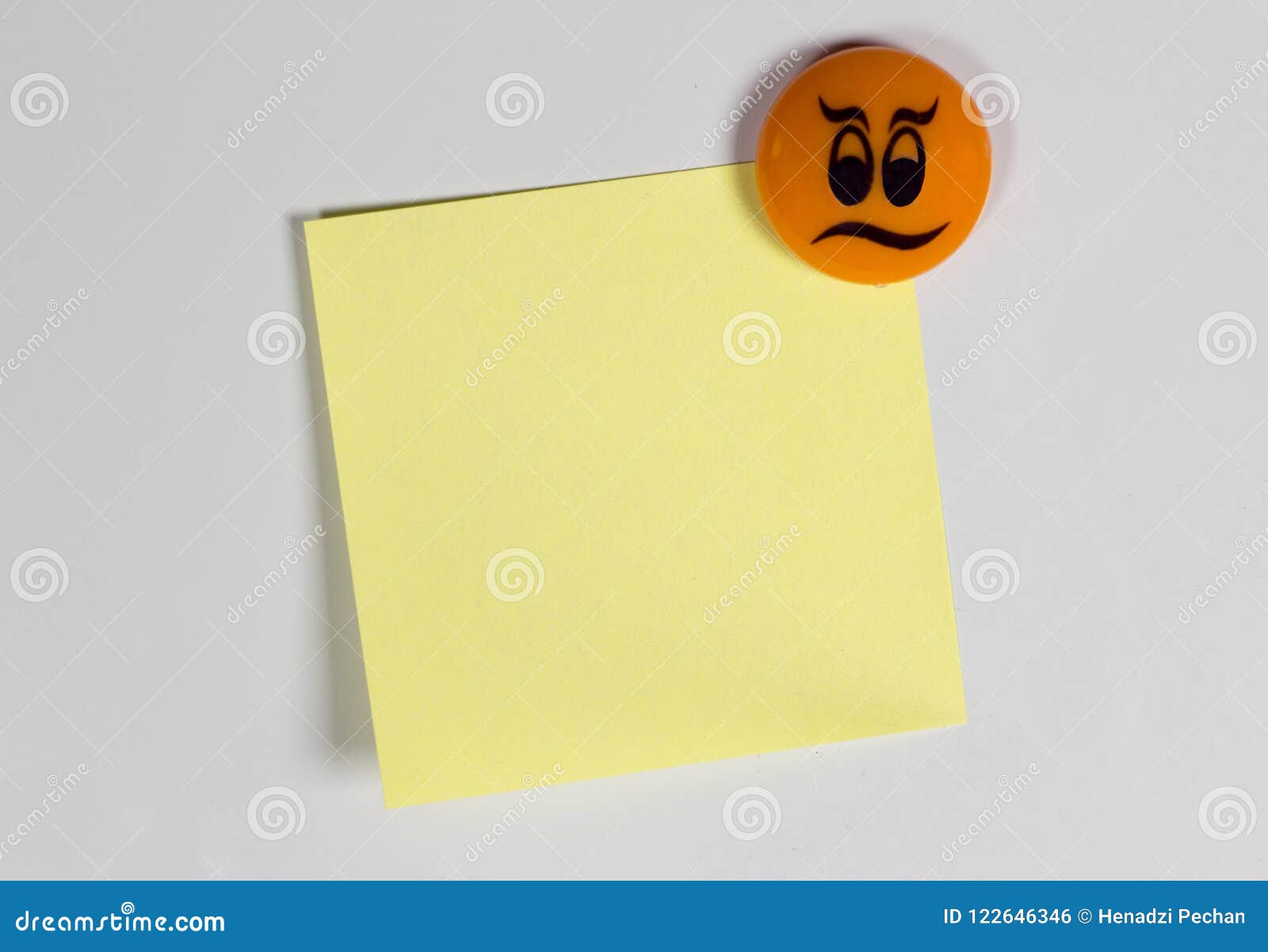 Yellow Sticker on the Fridge with a Sad Face Fridge Stock Photo - Image ...