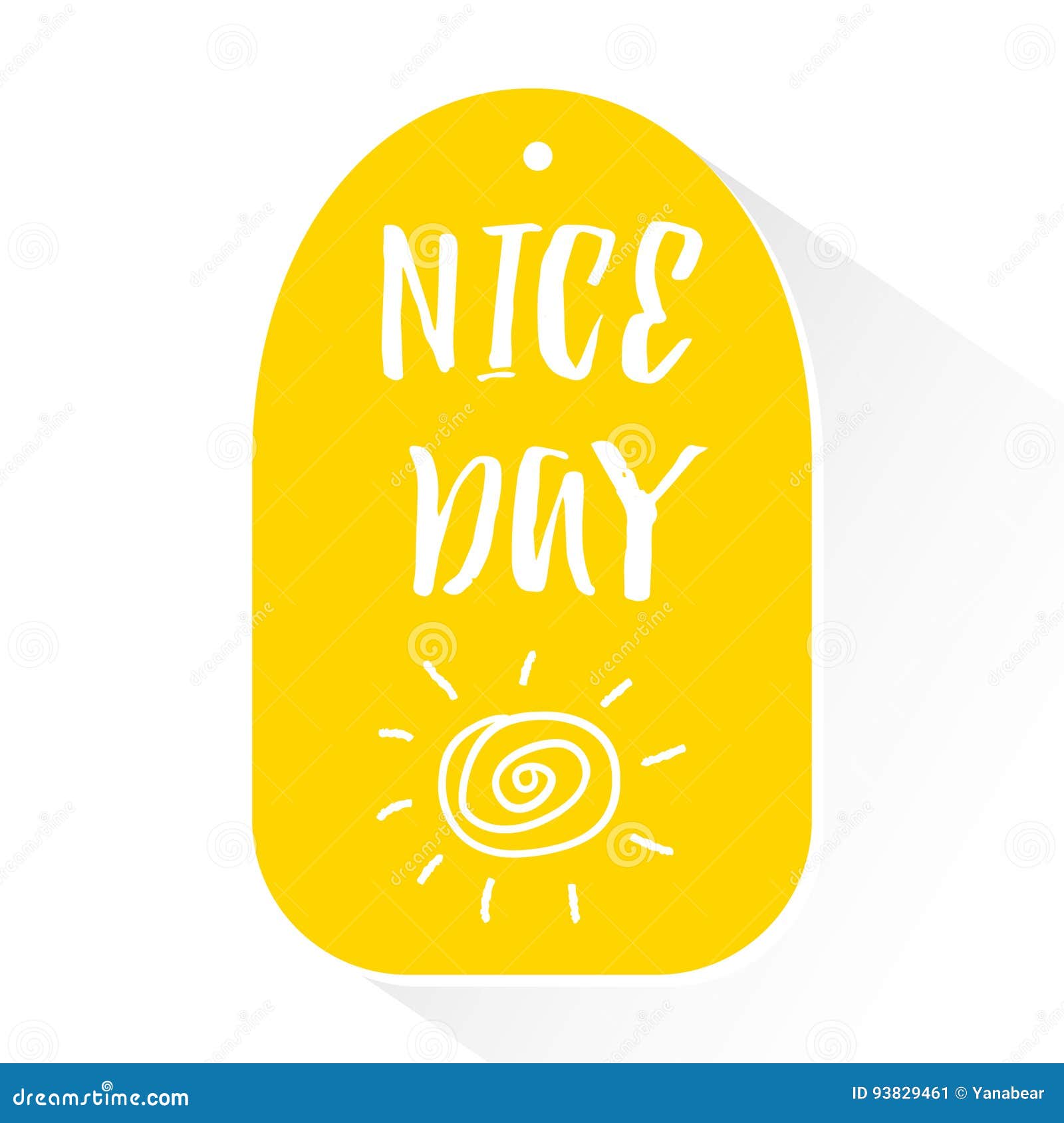 Yellow Sticker with Lettering Text Nice Day and Silhouette of the Sun ...