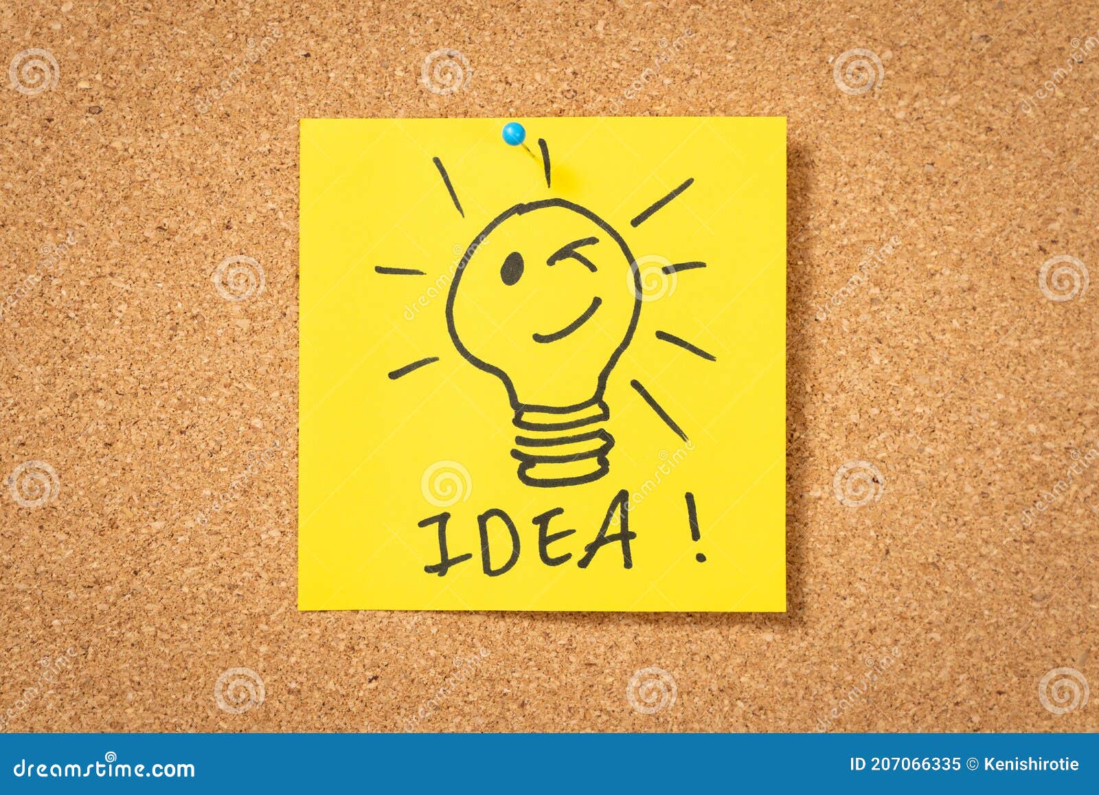 Yellow Sticker Note with Lightbulb and Idea Message Stock Image - Image ...
