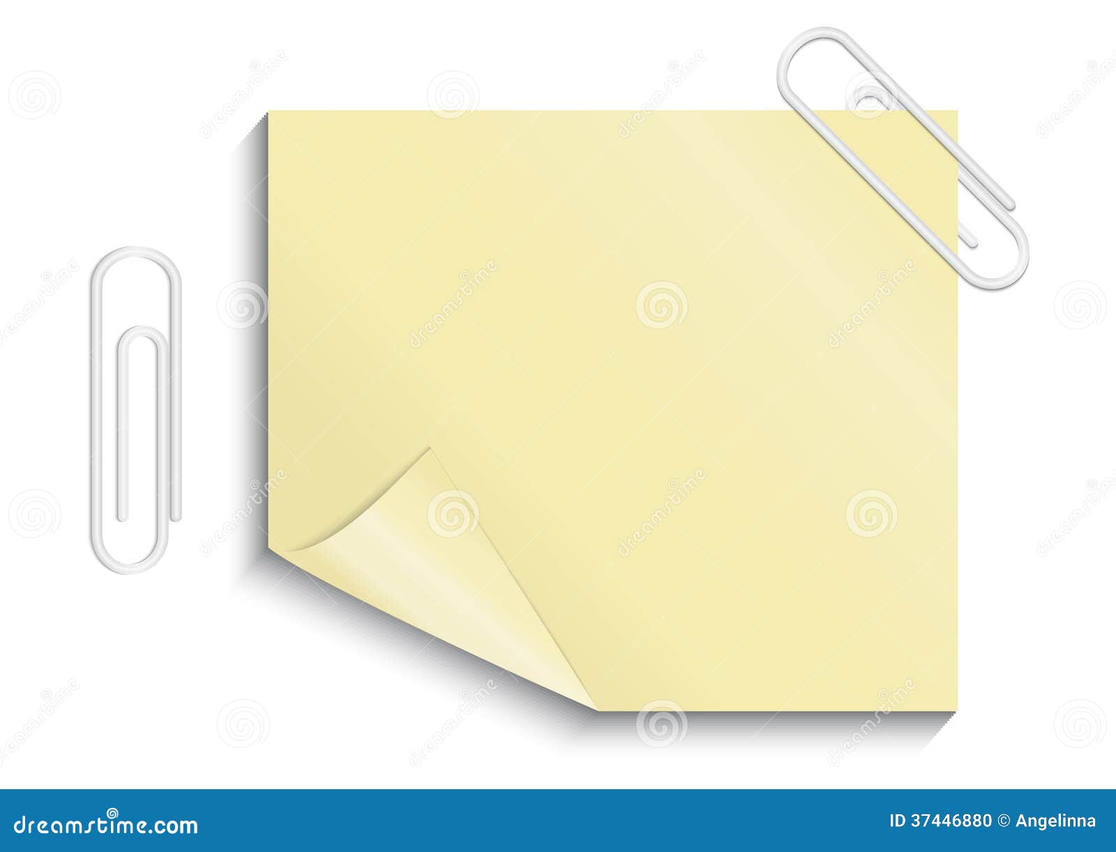 Yellow Sticker with Paper Clips Stock Vector - Illustration of message ...