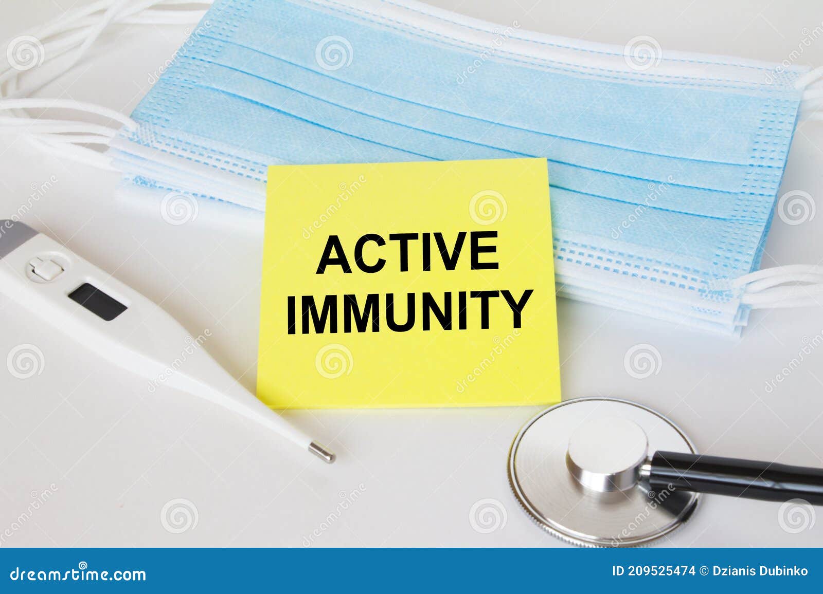 Yellow Sticker with Text Active Immunity Lying with the Mask ...