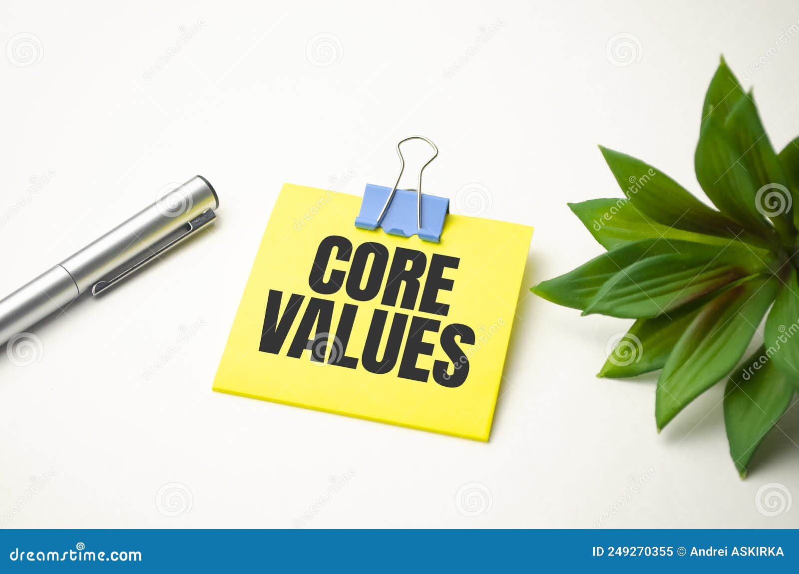 Yellow Sticker with the Text Core Values and Charts Stock Image - Image ...