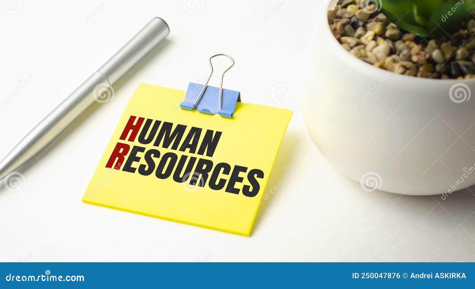 Yellow Sticker with the Text Human Resources and Charts Stock Photo ...